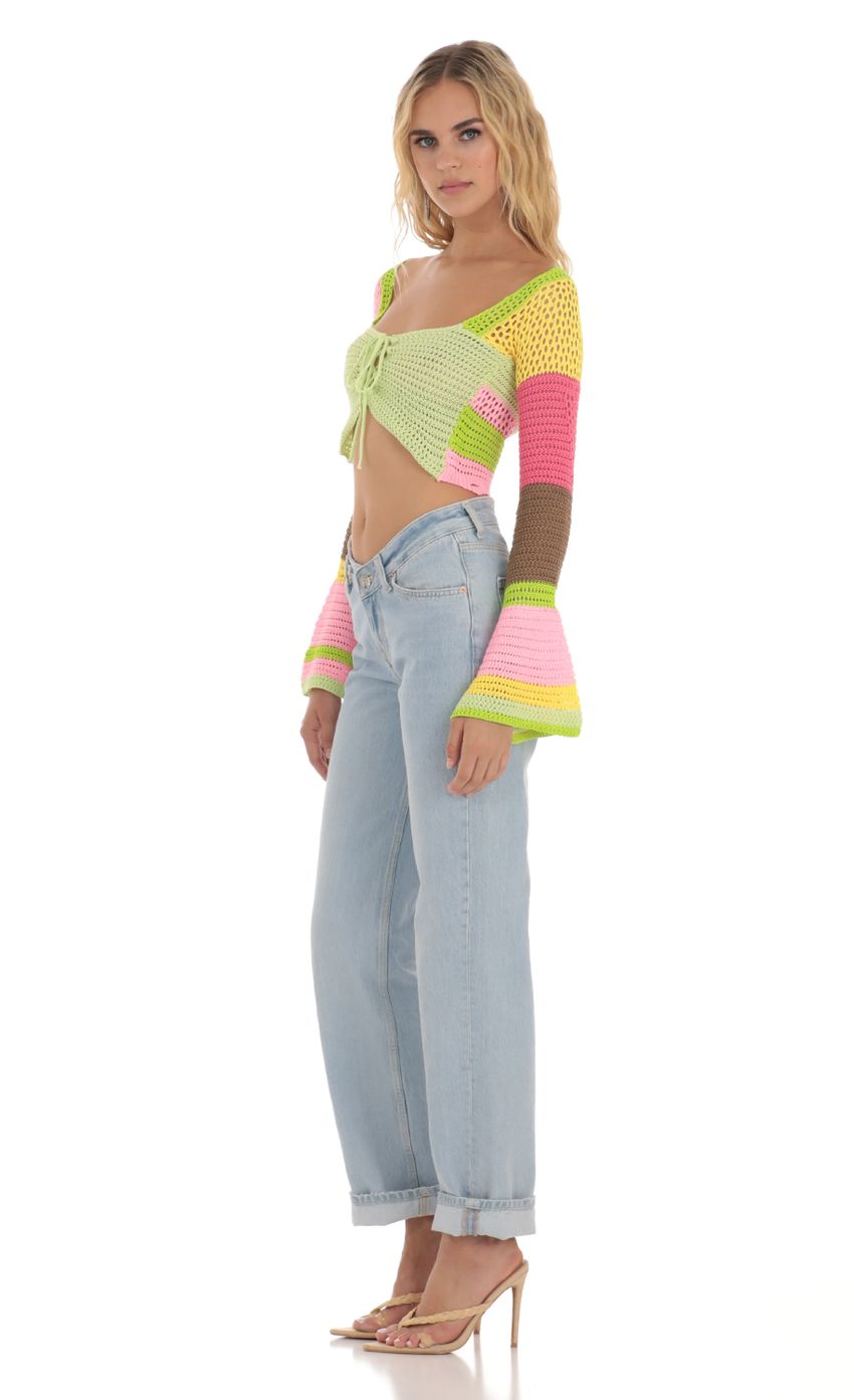 Austin Crochet Bell Sleeve Top in Multi Color | LUCY IN THE SKY