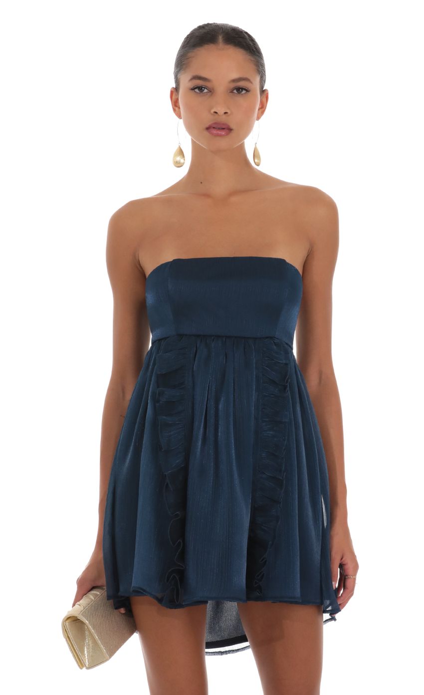 Nixie Strapless Babydoll Dress in Navy | LUCY IN THE SKY