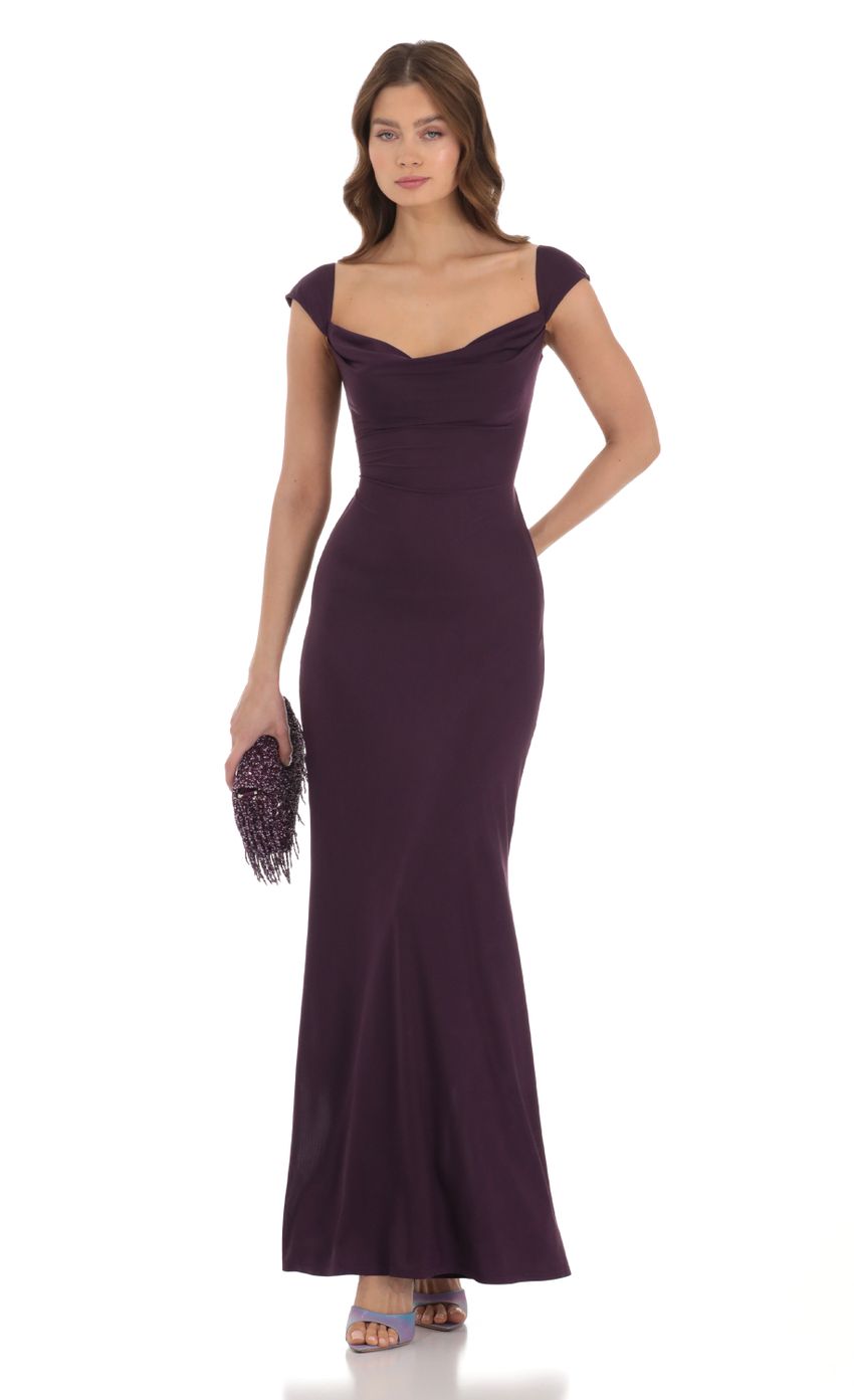 Strappy Cowl Neck Maxi Dress In Purple Lucy In The Sky