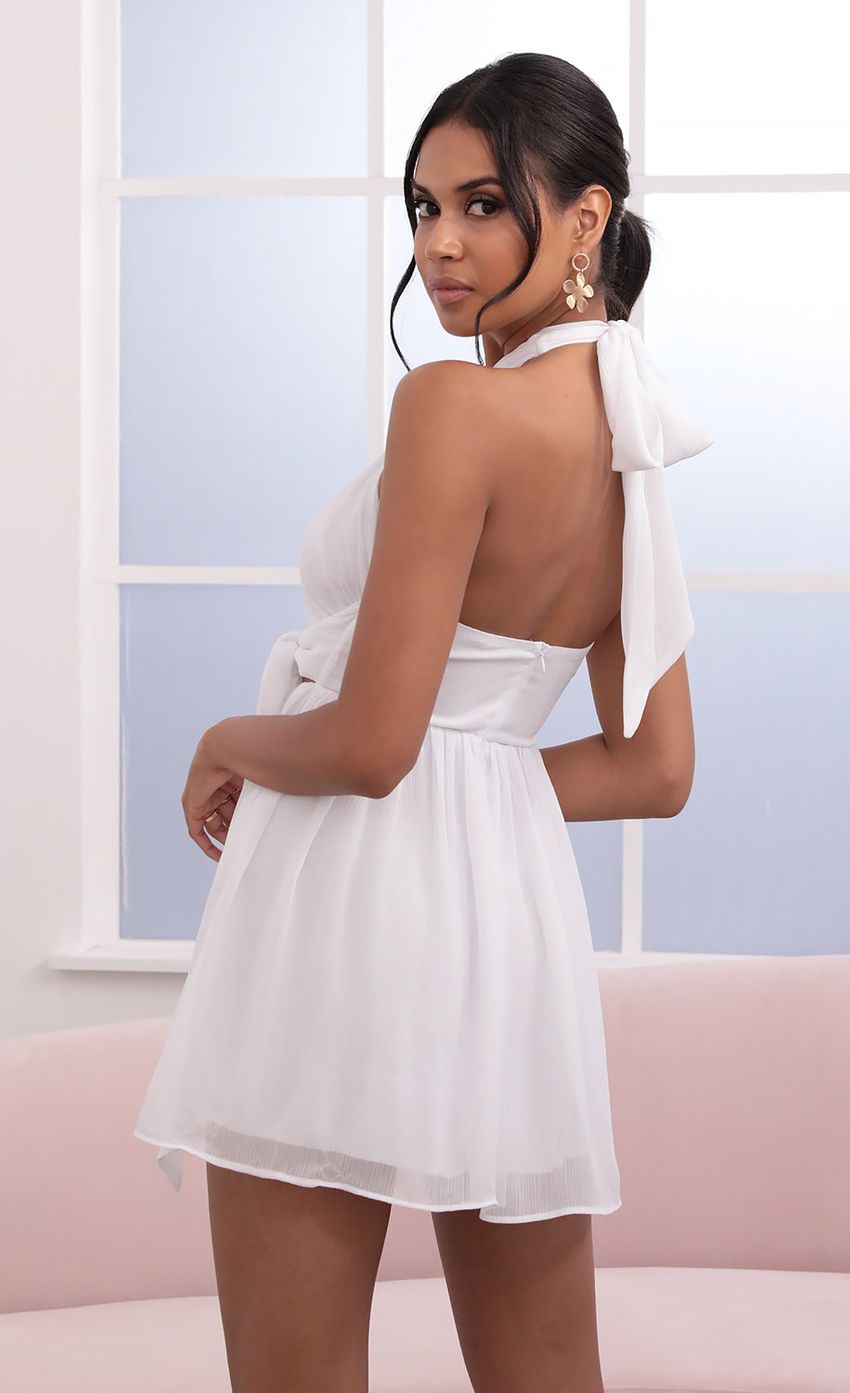 Dani Halter Open Dress in White Chiffon | LUCY IN THE SKY