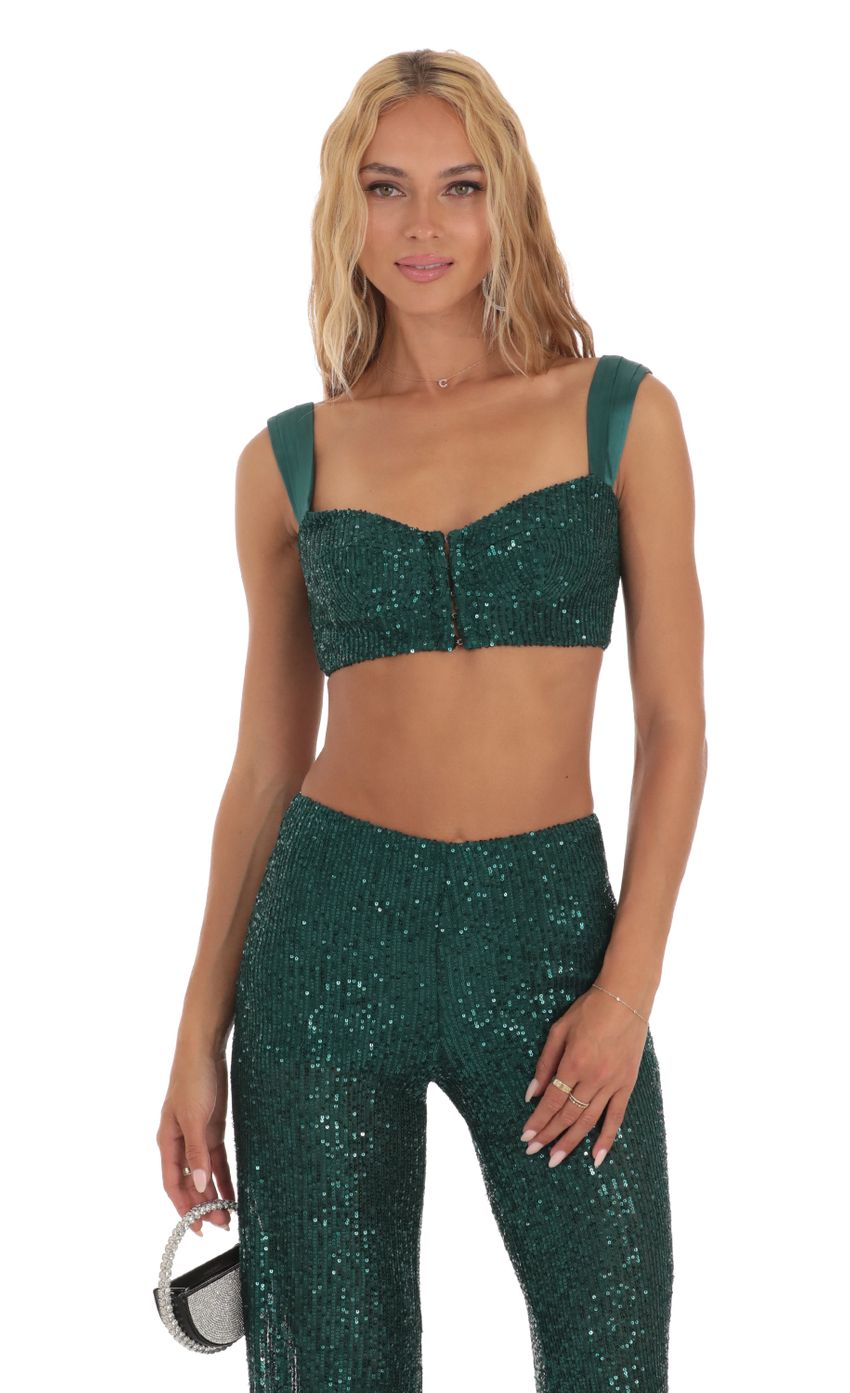 Joss Sequin Two Piece Set in Green | LUCY IN THE SKY