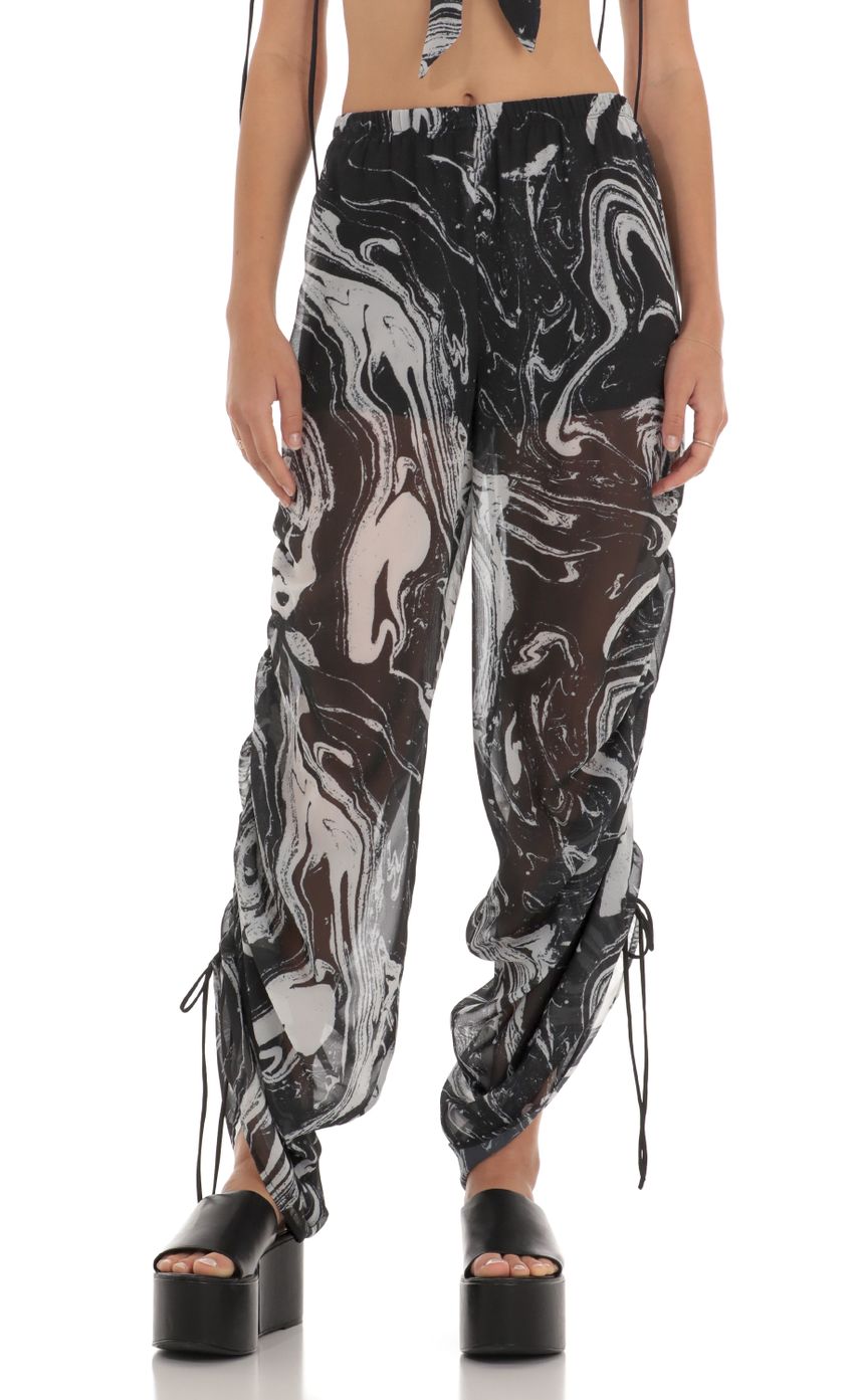 Carly Ruched Pant Set in Black Swirl | LUCY IN THE SKY