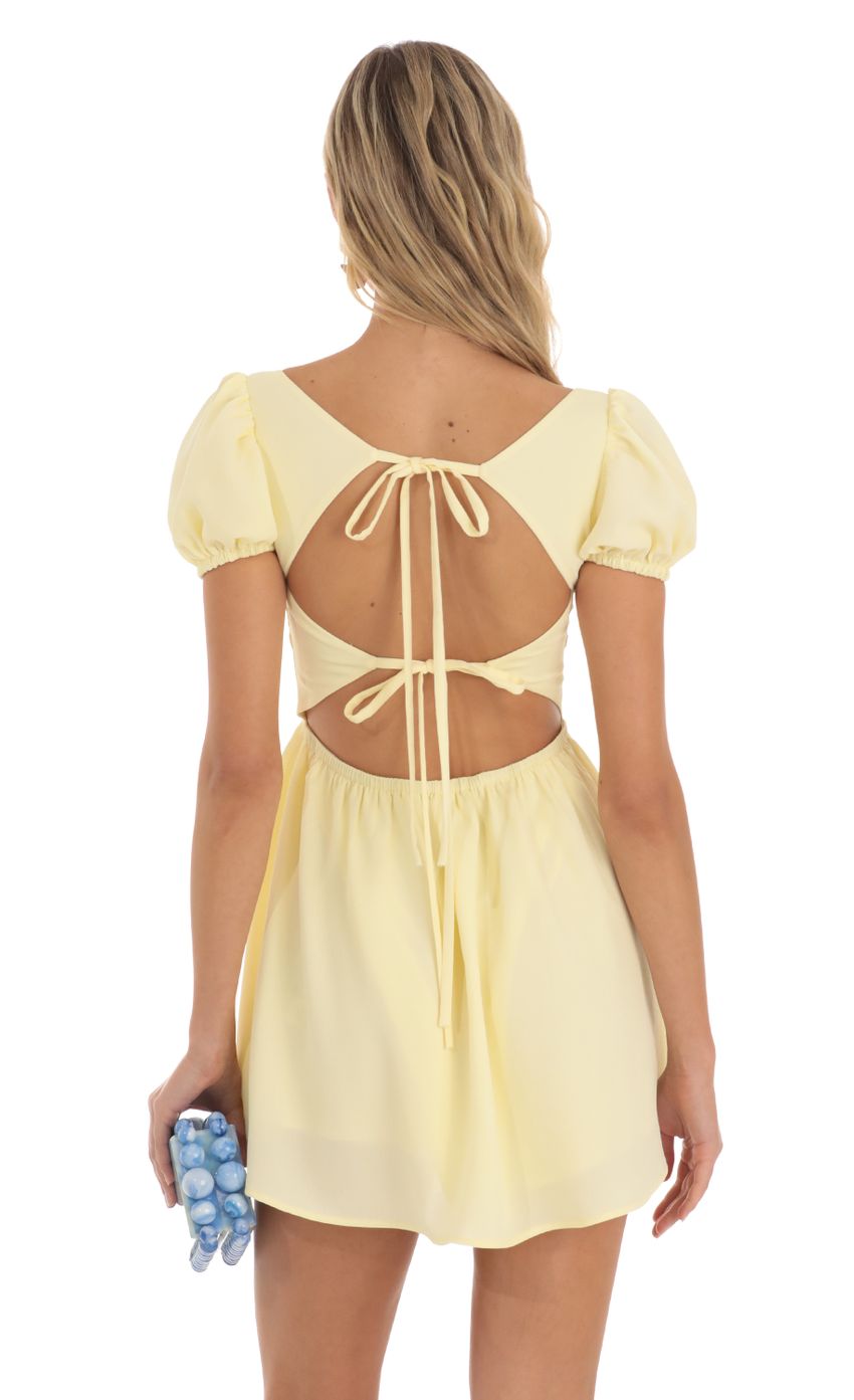 Dianella Puff Sleeve Mini Dress In Yellow Lucy In The Sky