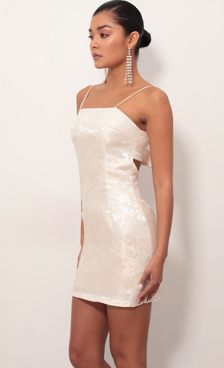 Ariel Satin Tie Back Dress In Parfait | LUCY IN THE SKY