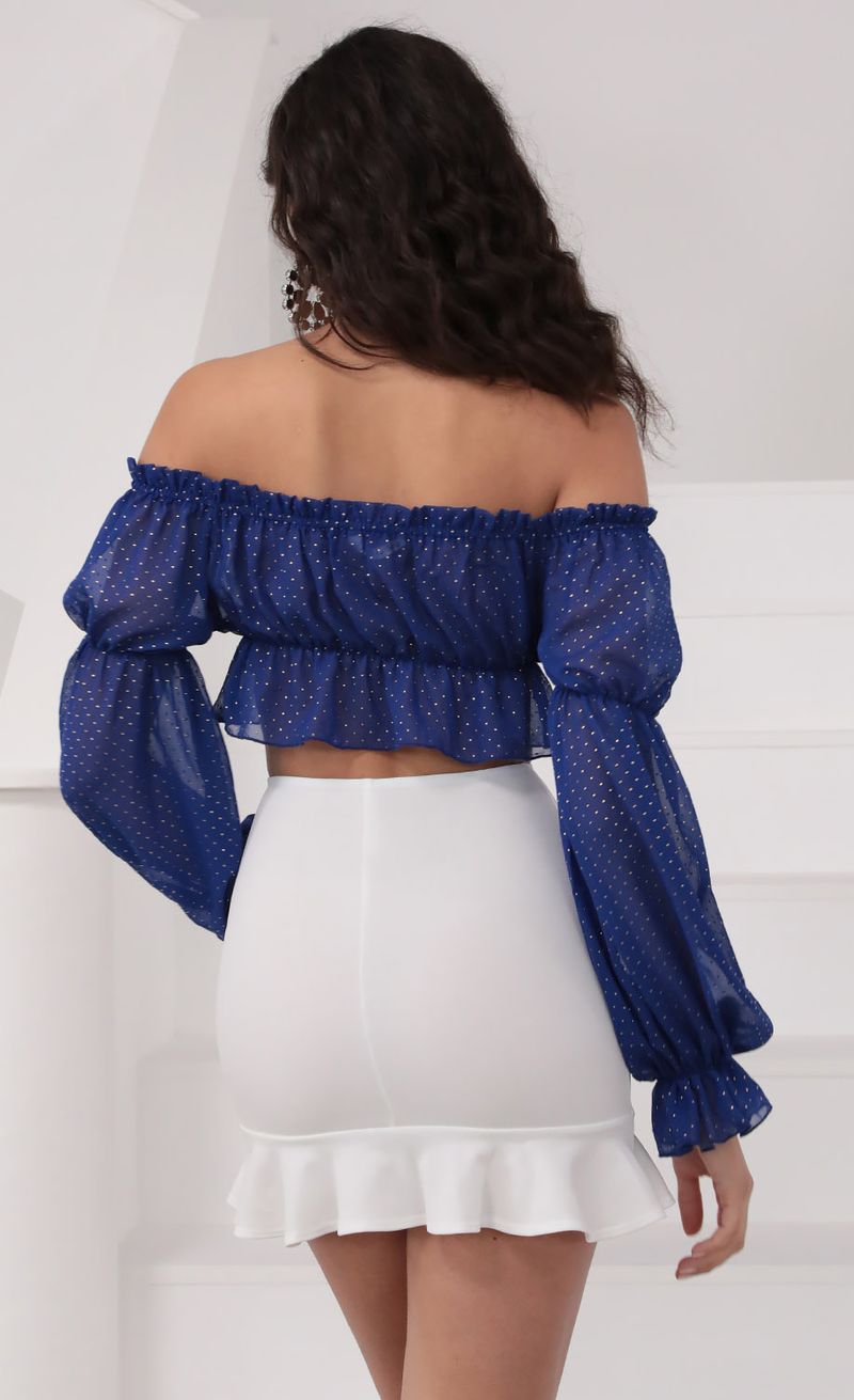 Wild Thoughts Off Shoulder Top In Royal Gold | Lucy in the Sky