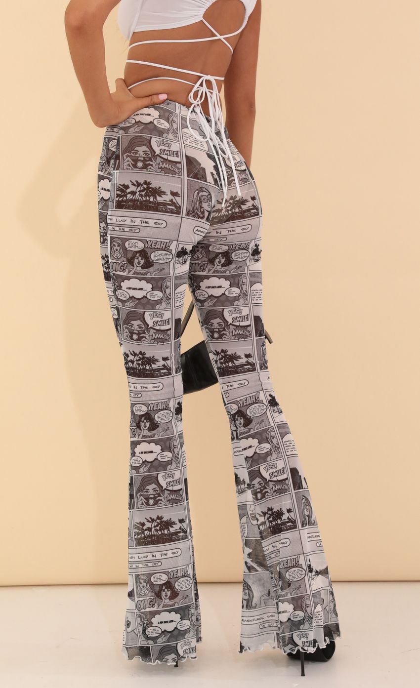 Atlanta Mesh Lucy Comic Pants in Black and White | LUCY IN THE SKY