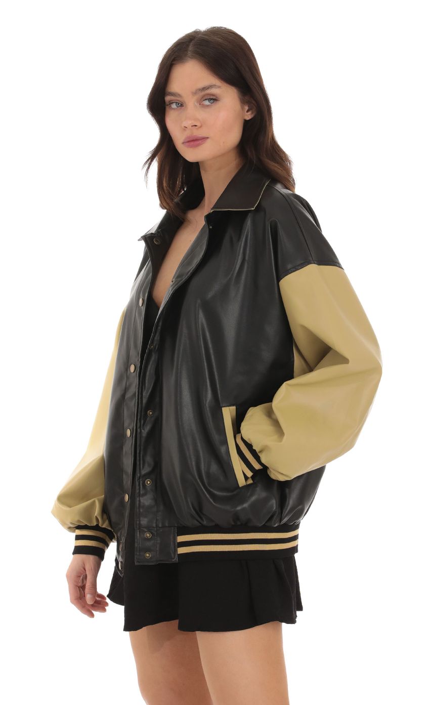 Two-Toned Oversized Letterman Jacket | LUCY IN THE SKY